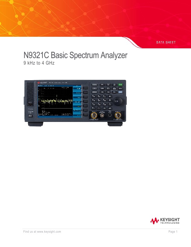 N9321C Basic Spectrum Analyzer PDF Asset Page | Keysight